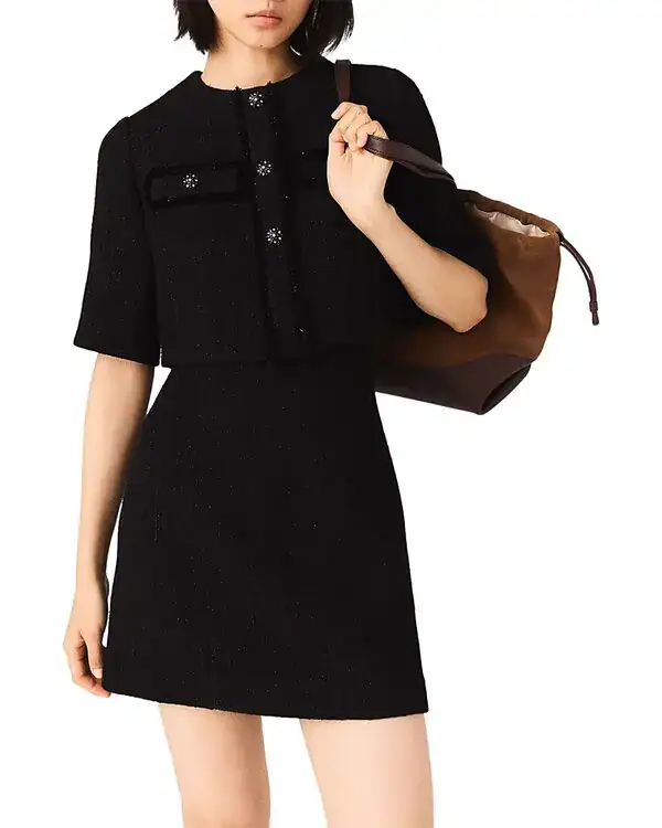Maje Reimssa Tweed Dress - Black - 30% Off | Editorialist