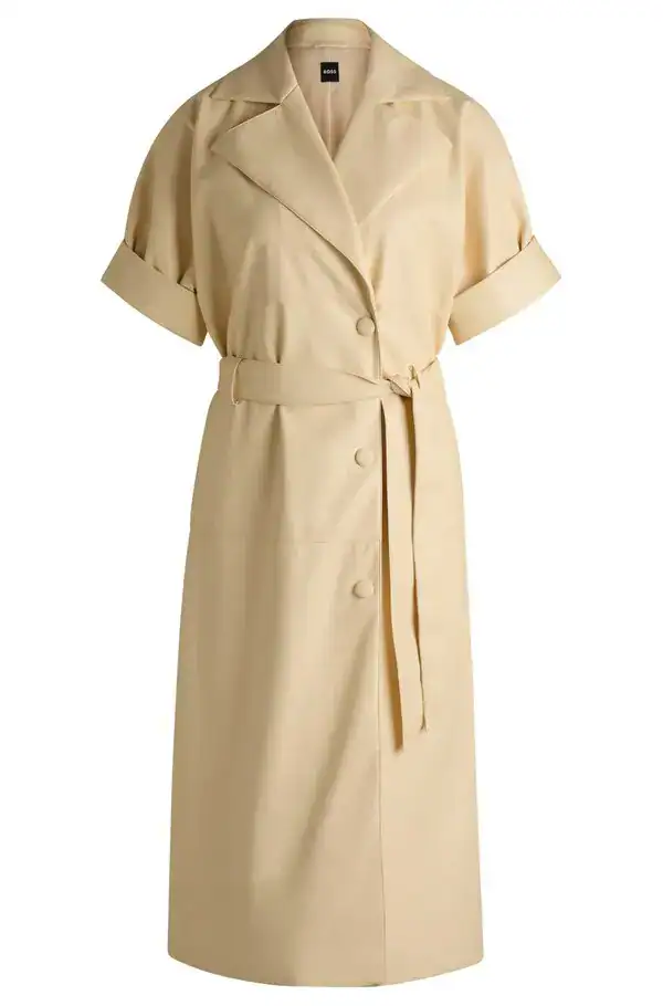 Boss Relaxed-Fit Faux Leather Trench-Style Dress - Light Beige |  Editorialist