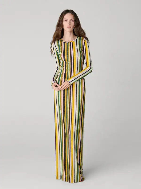 Diane Von Furstenberg Arabella Reversible Maxi Dress - Paisley Rhapsody Sorbet and Newport Stripe Multi