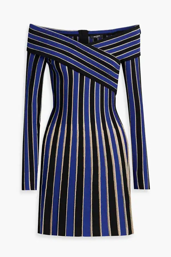 navy blue long sleeve lace dress BALMAIN WOMEN Sky Printed Cowl Neck Strap Minidress Blue Multicolour –  MAISONDEFASHION.COM main image 1