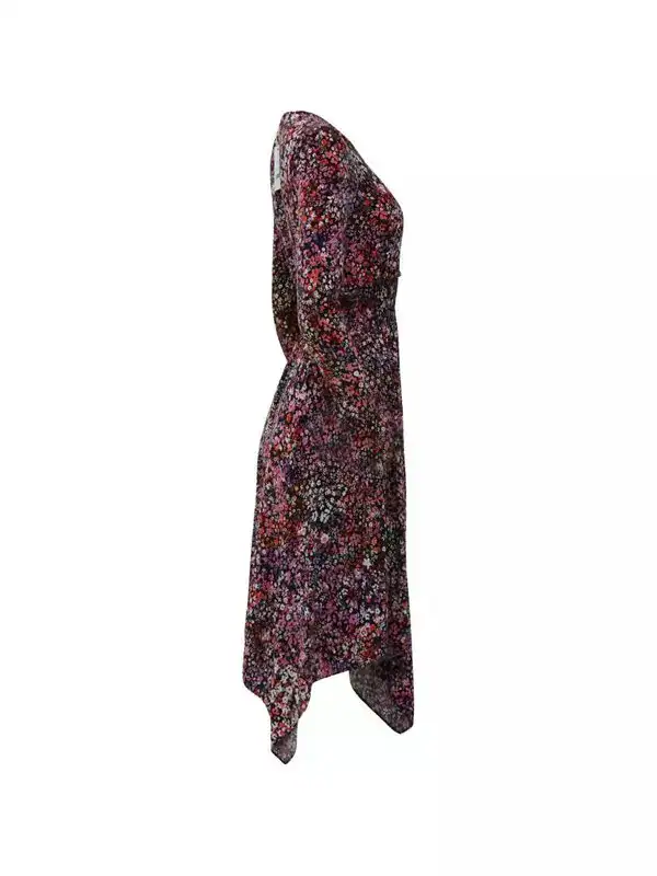 printed asymmetric midi dress Penny Pink & Green Floral Print Asymmetric Midi Dress main image 1