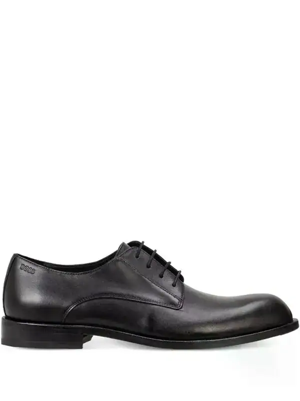 Boss Leather Men Derby Shoes - Black