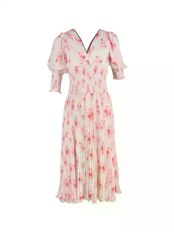 open lace back dress GANNI dreamy maxi long pleated Georgette dress in pastel floral print –  BOREAL REBORN main image 1