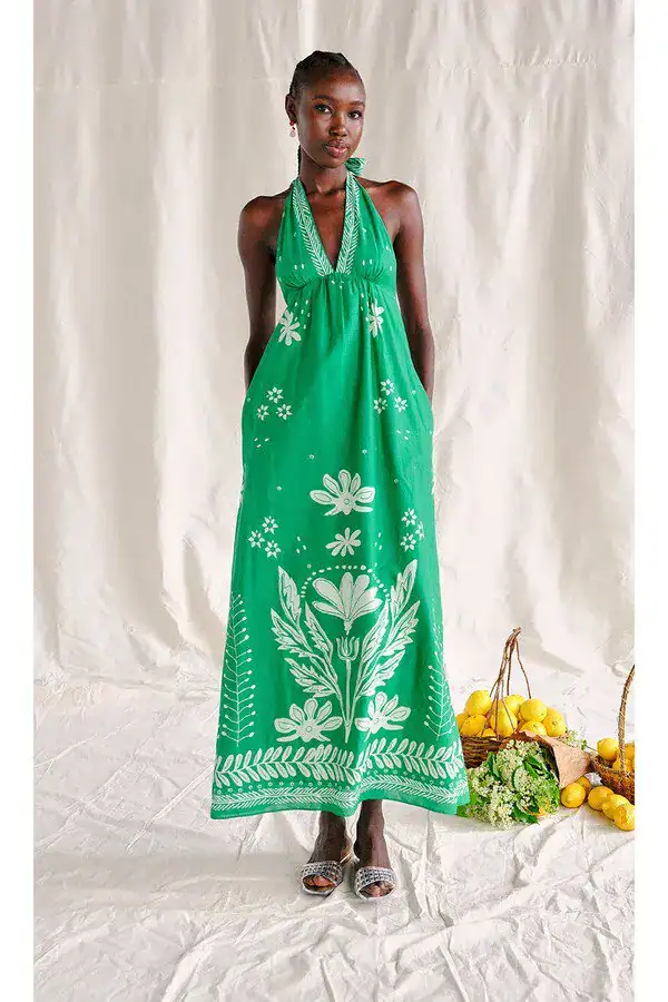 Saylor Tigris Halterneck Midi Dress - Green