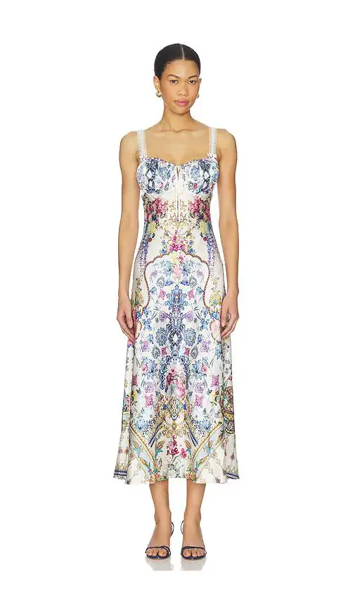 white christmas dresses Camilla Silk Midi Dress in Navy