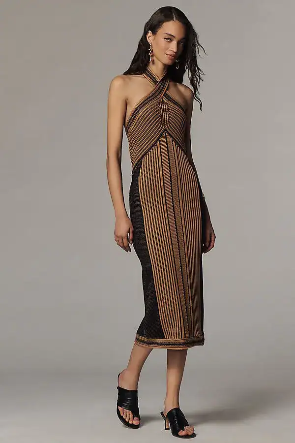 Anthropologie Sweater Halter Midi Dress In Black Pattern - 81% Off |  Editorialist