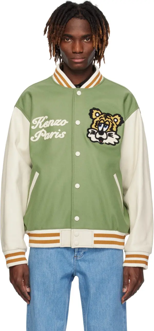 Kenzo Verdy Edition Varsity Bomber Jacket Pale Khaki Editorialist