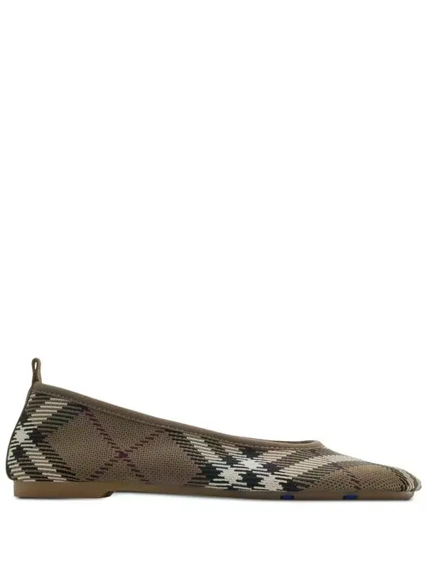 Burberry Check Knit Ballet Flats - Brown