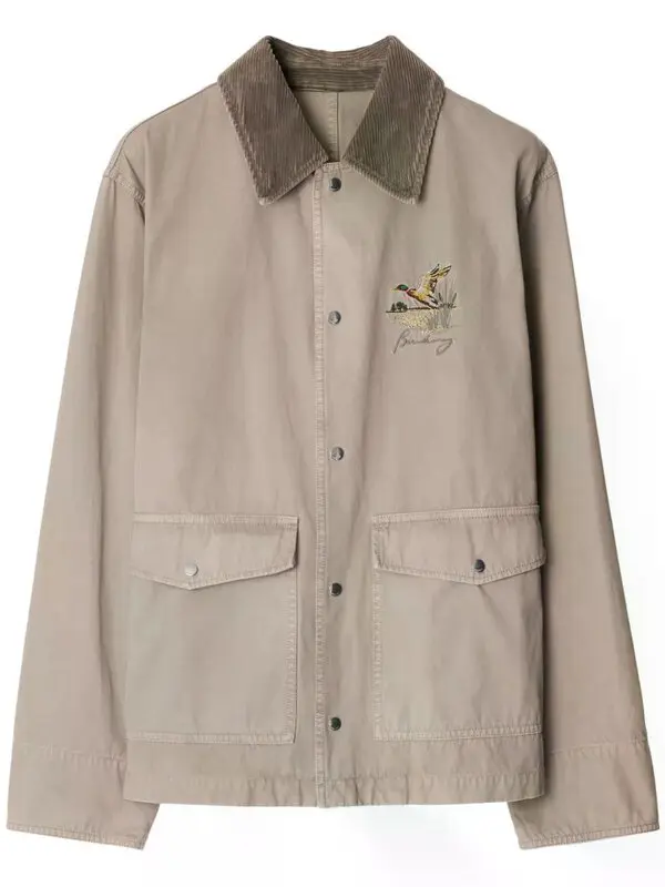 Burberry Motif-embroidered Shirt Jacket - Neutrals