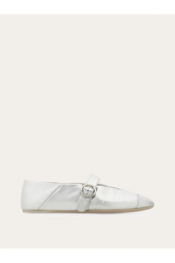 FERRAGAMO Gancini Ballet Flat - Silver