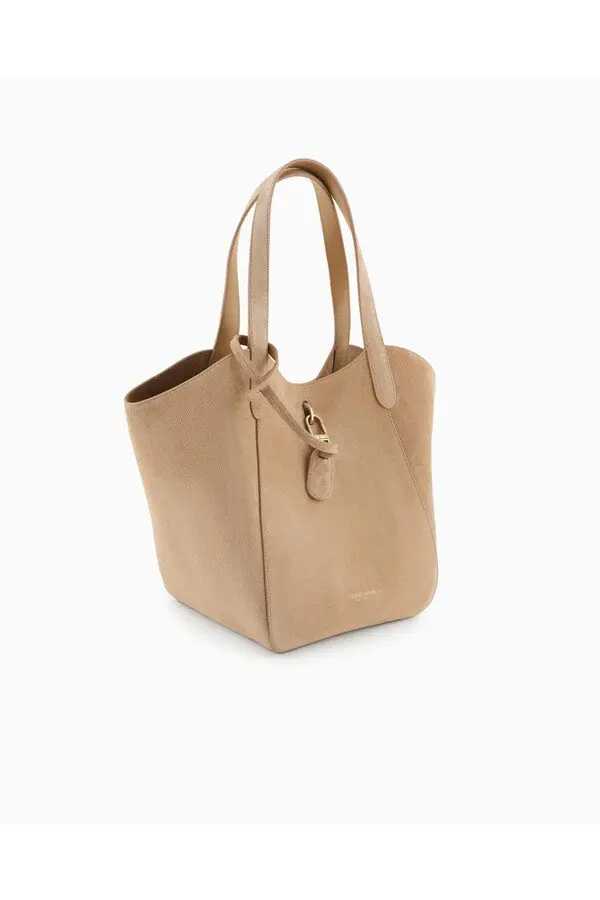 Giorgio Armani Medium Suede Handbag - Beige