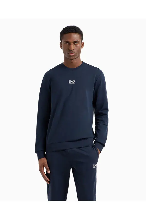 Emporio Armani Core Identity Cotton Crew-neck Sweatshirt - Blue