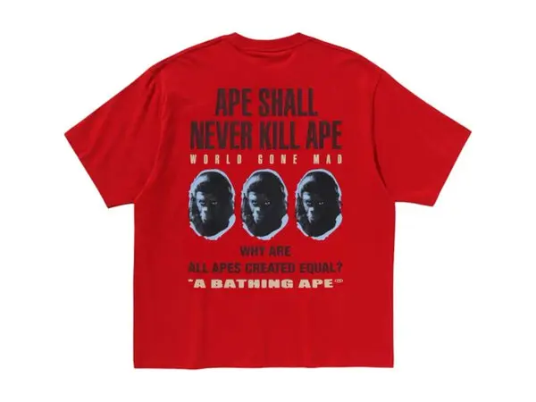 BAPE Slogan Relaxed Fit Tee Shirt - Red