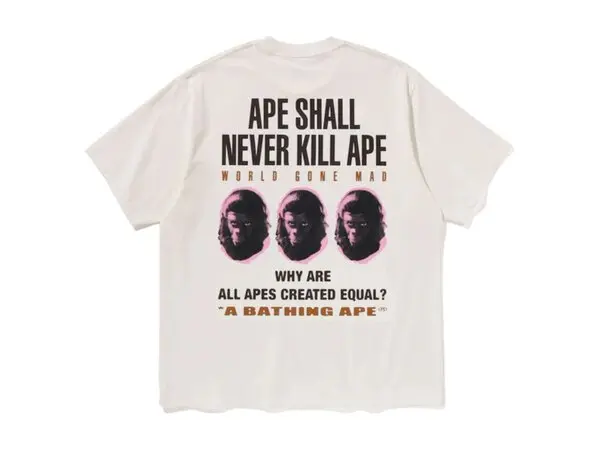 BAPE Slogan Relaxed Fit Tee Shirt - Ivory
