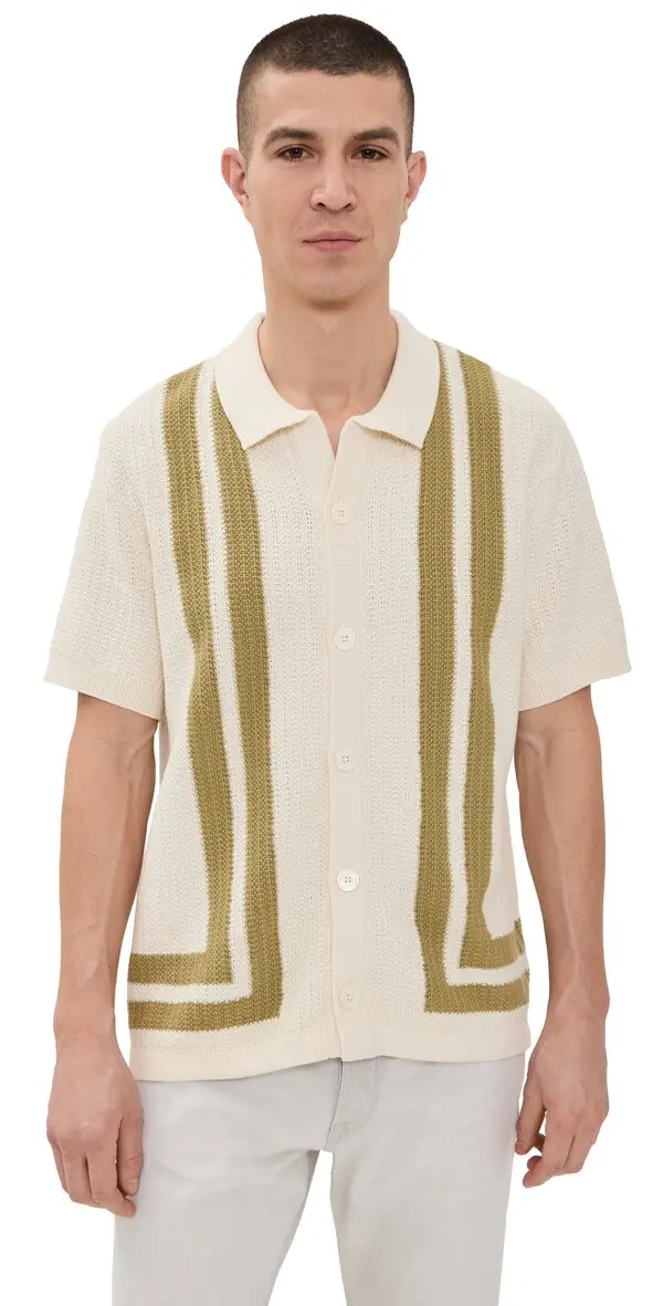 Nn07 Ares Knit Button Down Polo - Ivory