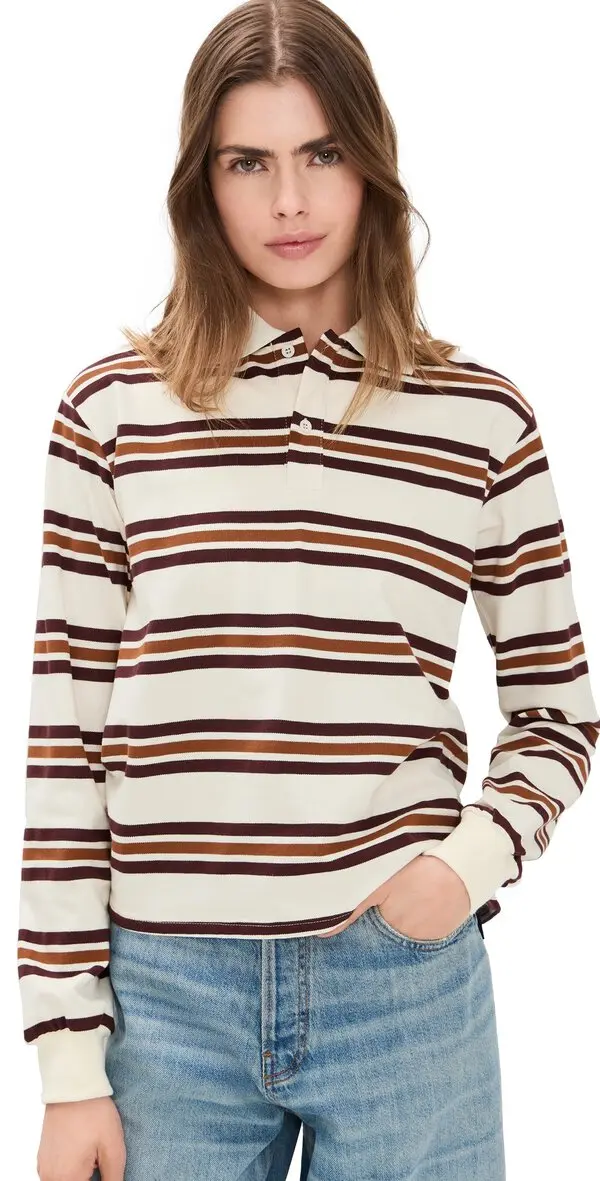 Lioness Leisure Striped Polo - Coffee Stripe