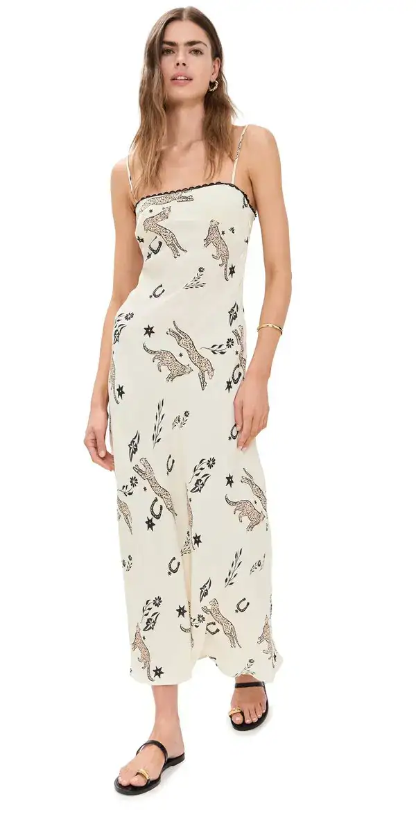 Vrg Grl Cosmic Bias Cut Maxi Dress - Cream | Editorialist