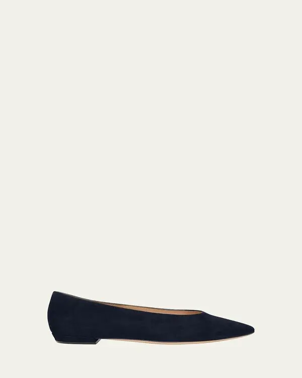GIANVITO ROSSI Suede Ballerina Flats - Denim