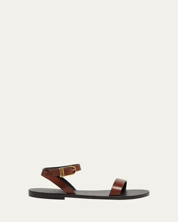 Saint Laurent Sahara Ankle-strap Sandals - Wine
