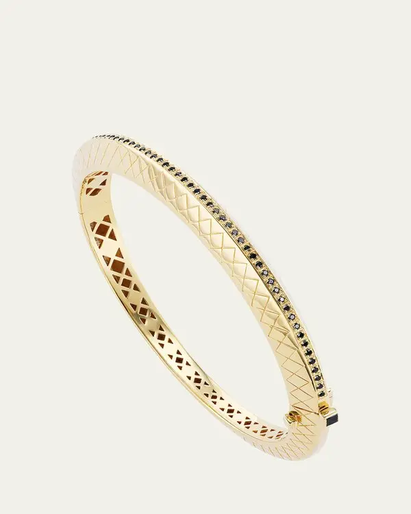 ORLY MARCEL Temple Tile Bangle In 18k Yellow Gold With Black Diamonds