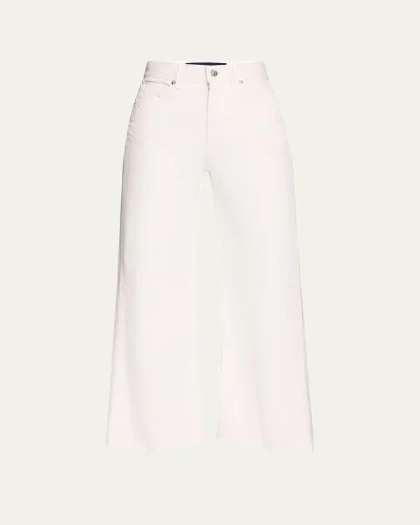 Veronica Beard Taylor Crop High-rise Wide Jeans - White
