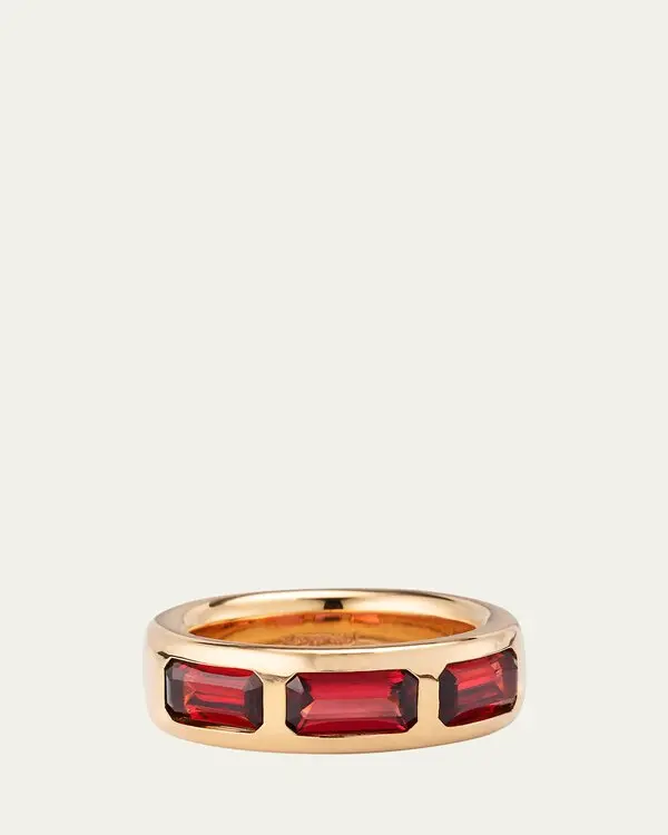 Pomellato 18k Rose Gold Iconica Garnet Band Ring - Two Tone Gold