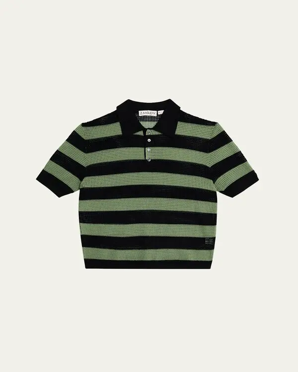 ZANKOV Mesh Block Stripe Polo Shirt