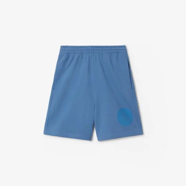 Burberry Ekd Badge Cotton Relaxed Fit Shorts - Pool