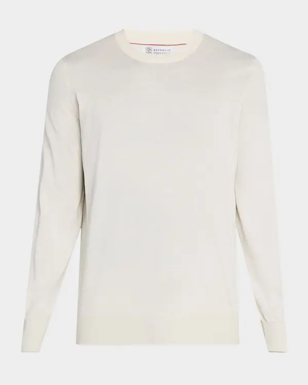 Brunello Cucinelli Fine Gauge Crewneck Sweater - English White