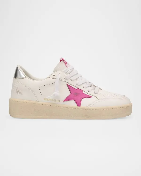 Golden Goose Ball Star Low-Top Sneakers Whitefucsiasilver
