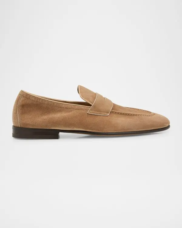 Brunello Cucinelli Suede Penny Loafers - Brown
