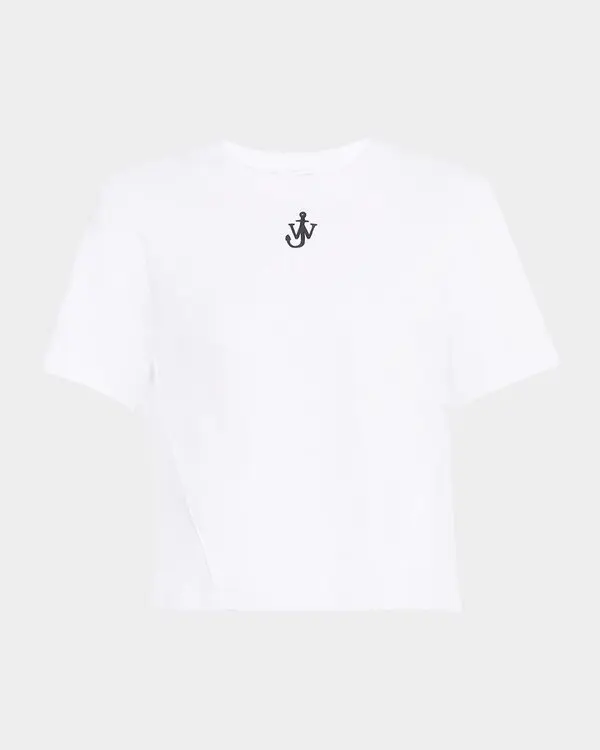 JW Anderson Anchor Embroidered Crop T-shirt - White