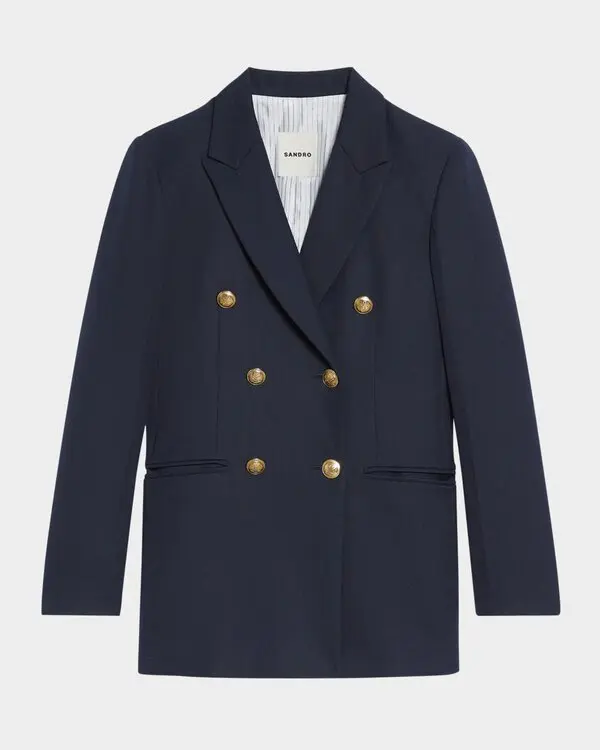 Sandro Sienne Double-breasted Blazer - Blue