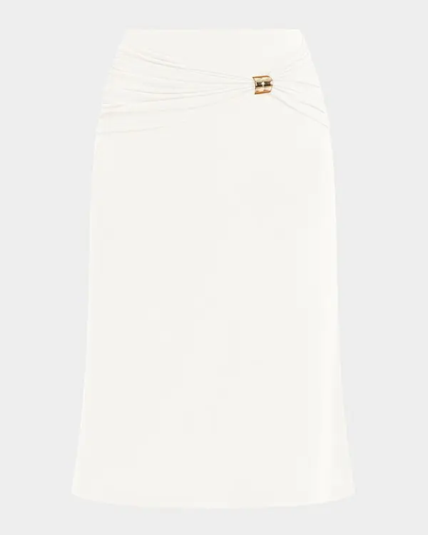 Herve Leger Valentina Drape Midi Skirt - Alabaster