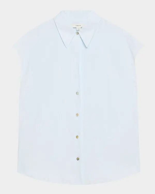 Vince Cap-sleeve Linen Blouse - Sky Mist
