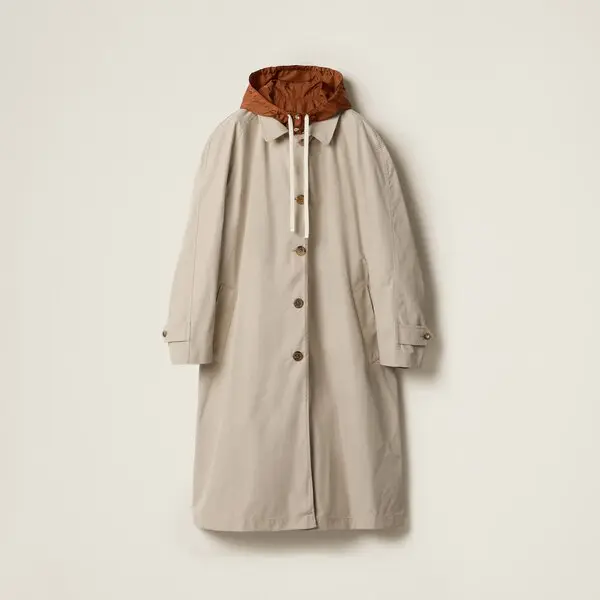 Miu Miu Reversible Cotton And Technical Pongé Coat - Limestone/cinnamon