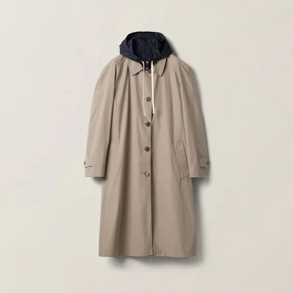 Miu Miu Reversible Panama Cotton And Technical Pongé Coat - Clay/navy
