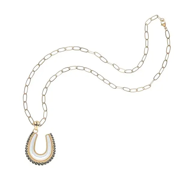 JANE WIN Feeling Lucky Horseshoe Pendant Necklace - Gold