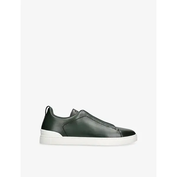 Zegna Triple Stitch Leather Low-top Trainers - Green