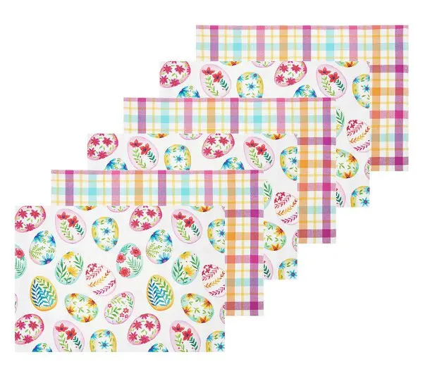 VALERIE PARR HILL Easter Egg Charm & Plaid Placemat Set Of 6 V Alerie