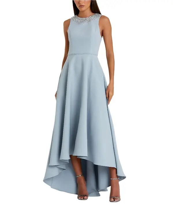 Mac Duggal Crepe Embellished High-low Gown - Powder Blue