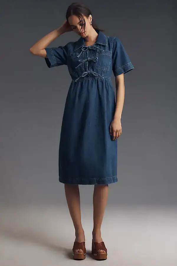 Aligne Effy Denim Midi Dress In Blue - 70% Off | Editorialist