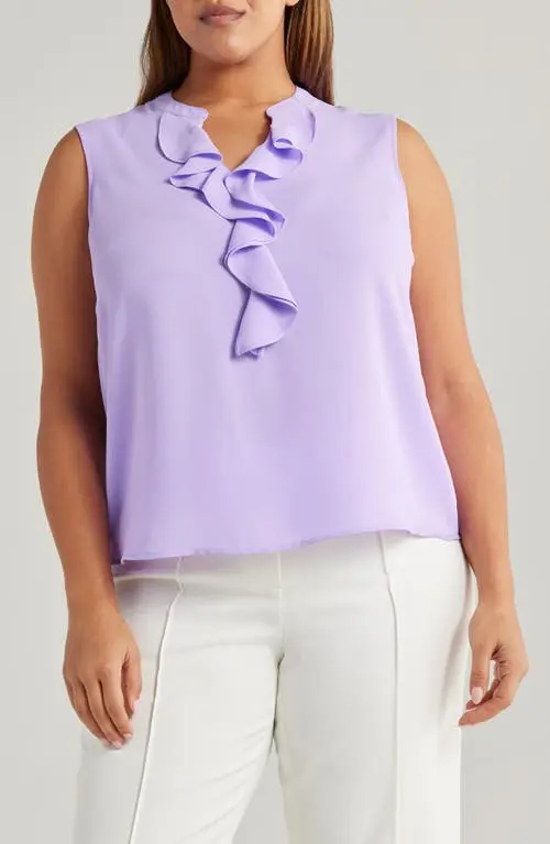 KASPER Sleeveless Ruffle Neck Top - Lavender Mist