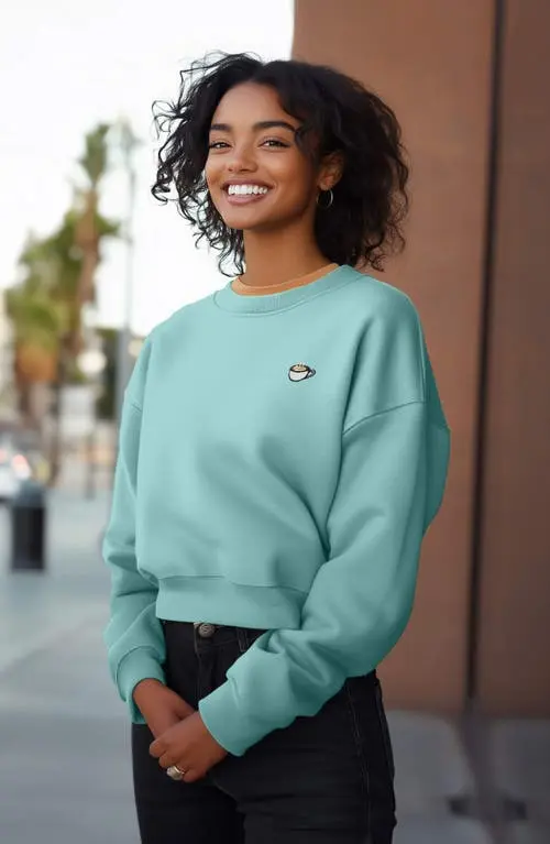 DALIX Cappuccino Fleece Sweatshirt - Arctic Blue