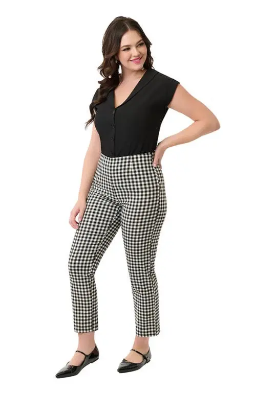 Unique Vintage 1960s Cigarette Pants - Black/white Gingham