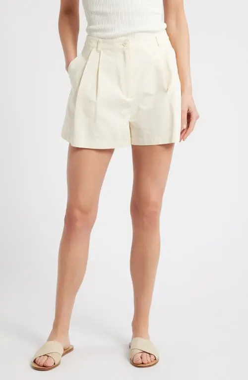 Solid & Striped The Oceane High-waist Cotton-blend Shorts - Ecru