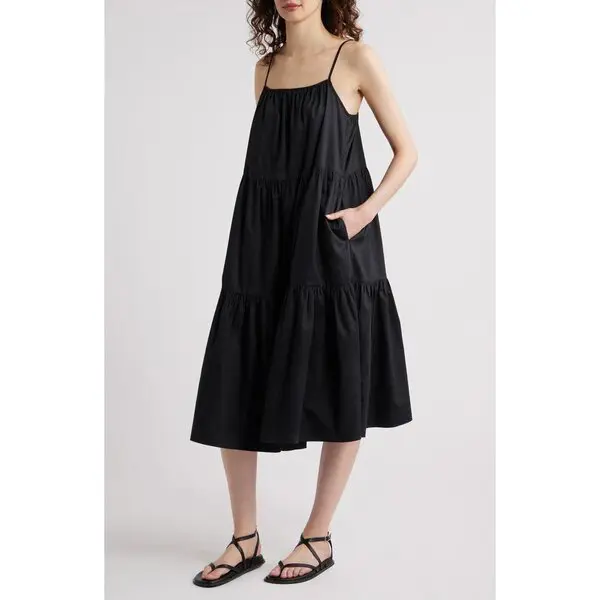 Solid & Striped The Addison Tiered Cotton Sundress - Noir