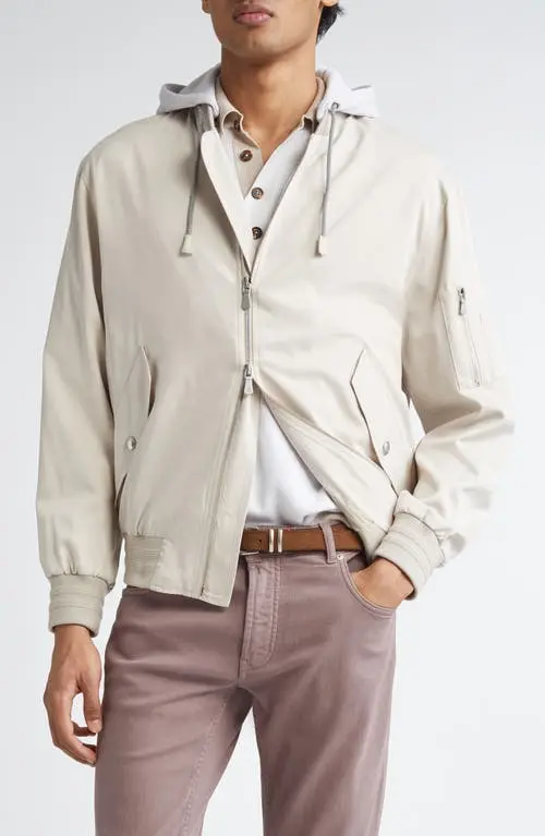 Eleventy Silk Hoodie Bomber Jacket