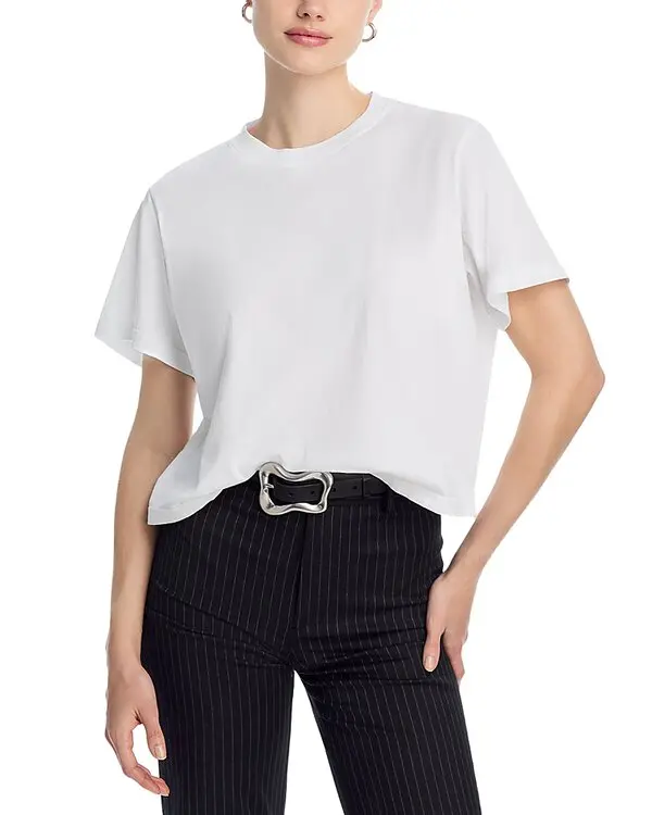 Aqua Haley Crop Boxy Tee - White