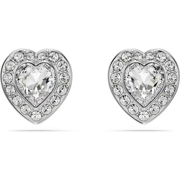 SWAROVSKI X Ariana Grande Angelic Crystal Heart Halo Stud Earrings - White/ Silver